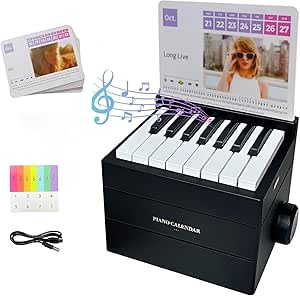 Playable Piano Desk Calendar 2024-2025,Piano Calendar,White Mini Piano ...