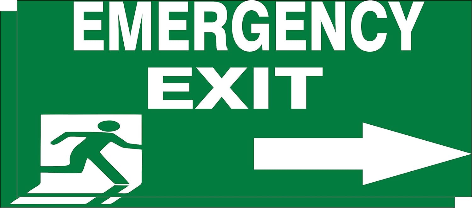 Green Panda Emergency exit sign board (Both Arrow's on Right) -23X10 cm ...