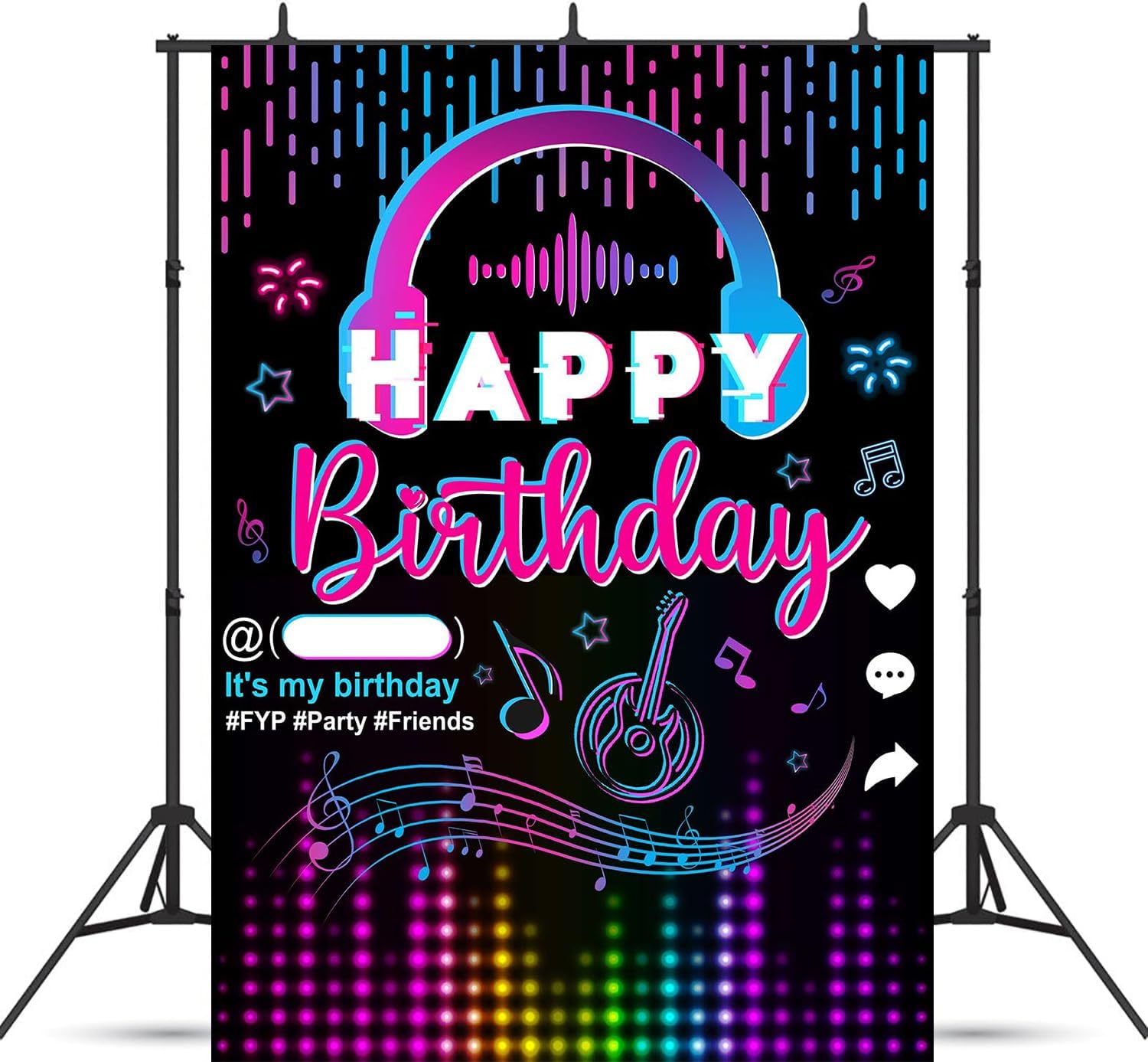 Amazon.com : Mocsicka Music Happy Birthday Party Backdrop Musical ...