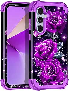 Amazon.com: Miqala for Galaxy S24 FE Case,Glow in The Dark Three Layer Heavy Duty Shockproof ...