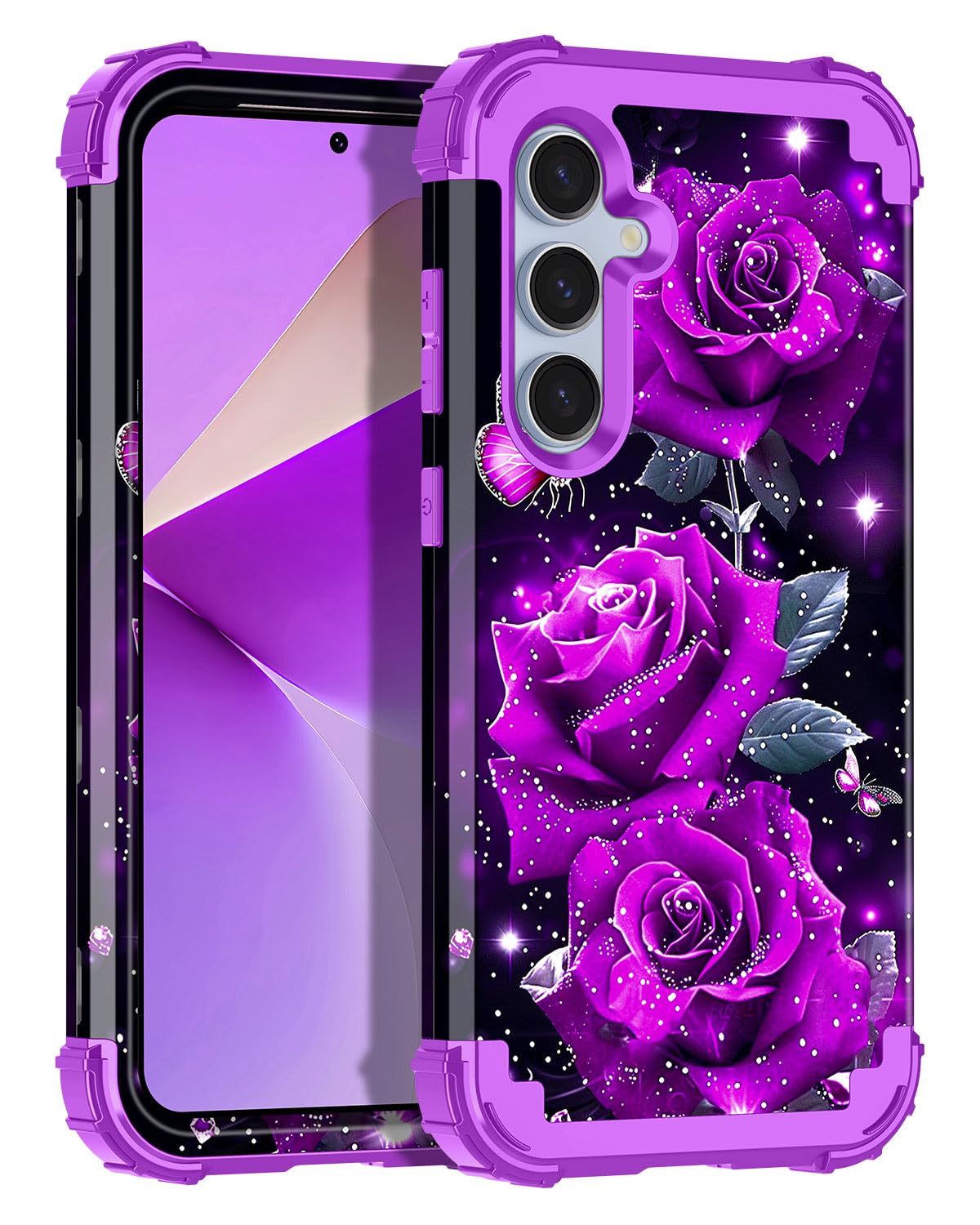 Amazon.com: Miqala Compatible with Galaxy S24 FE 5G Case,Glow in The Dark Three Layer Heavy Duty ...