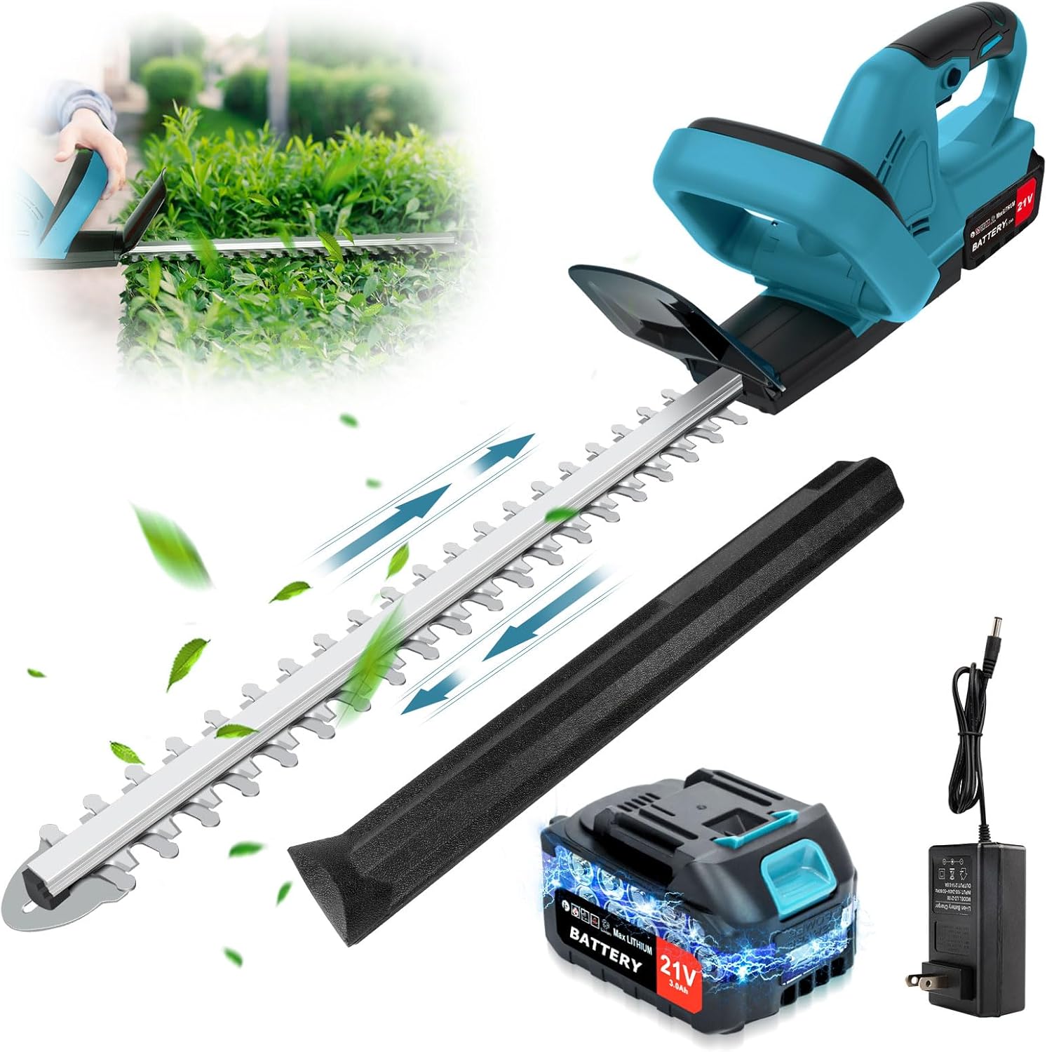 Amazon.com: 3000mAh Cordless Hedge Trimmer, Electric Bush Trimmer Hedge ...