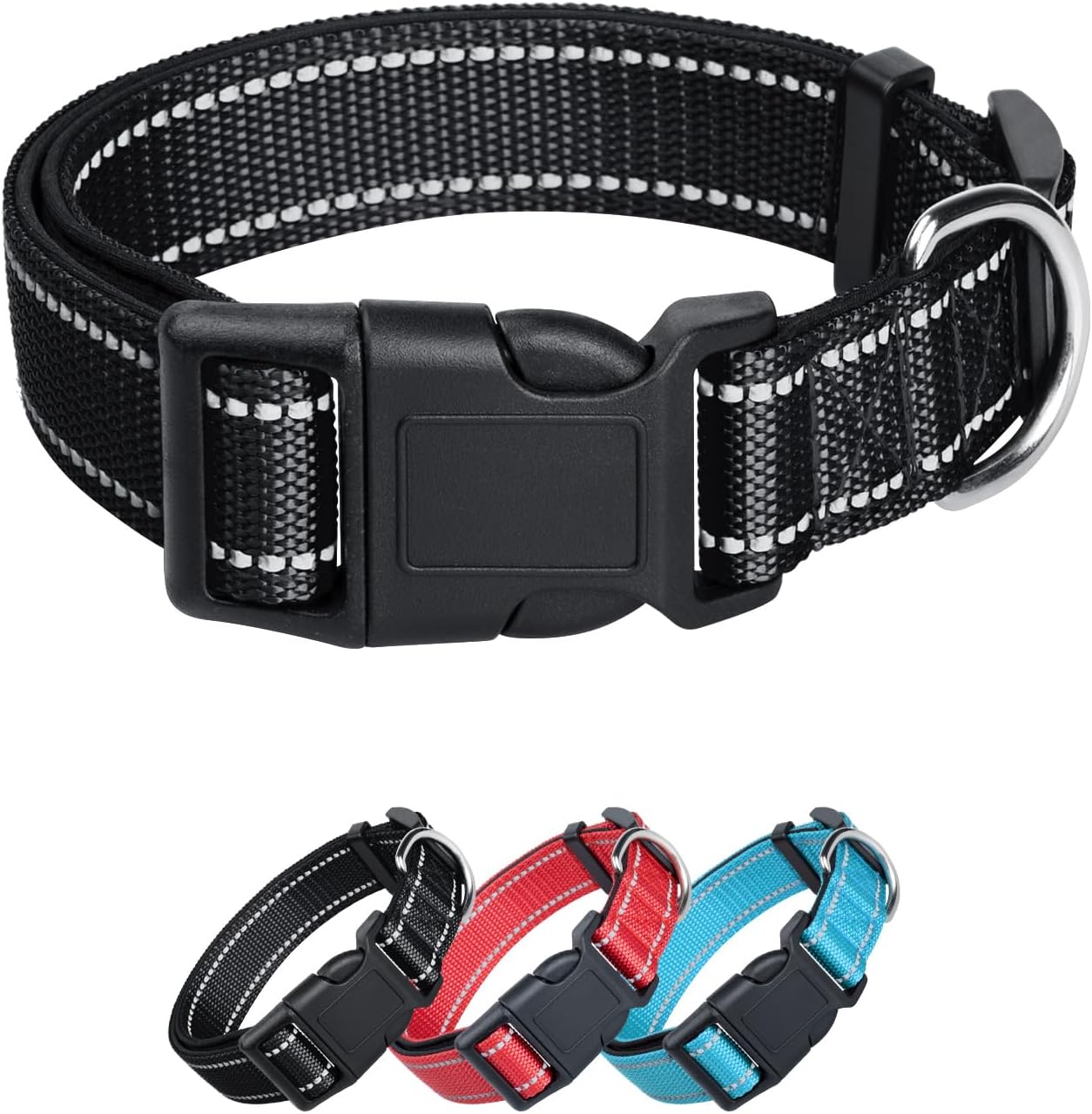 HUSAIHU Dog Collar, Adjustable Basic Dog Collar, Nylon Reflective ...