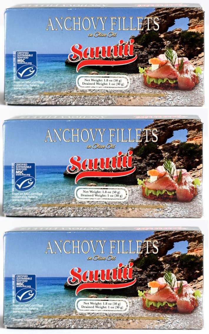 Amazon.com : Sanniti Cantabrian Anchovy Fillets, 1.8 oz (Pack of 3 ...