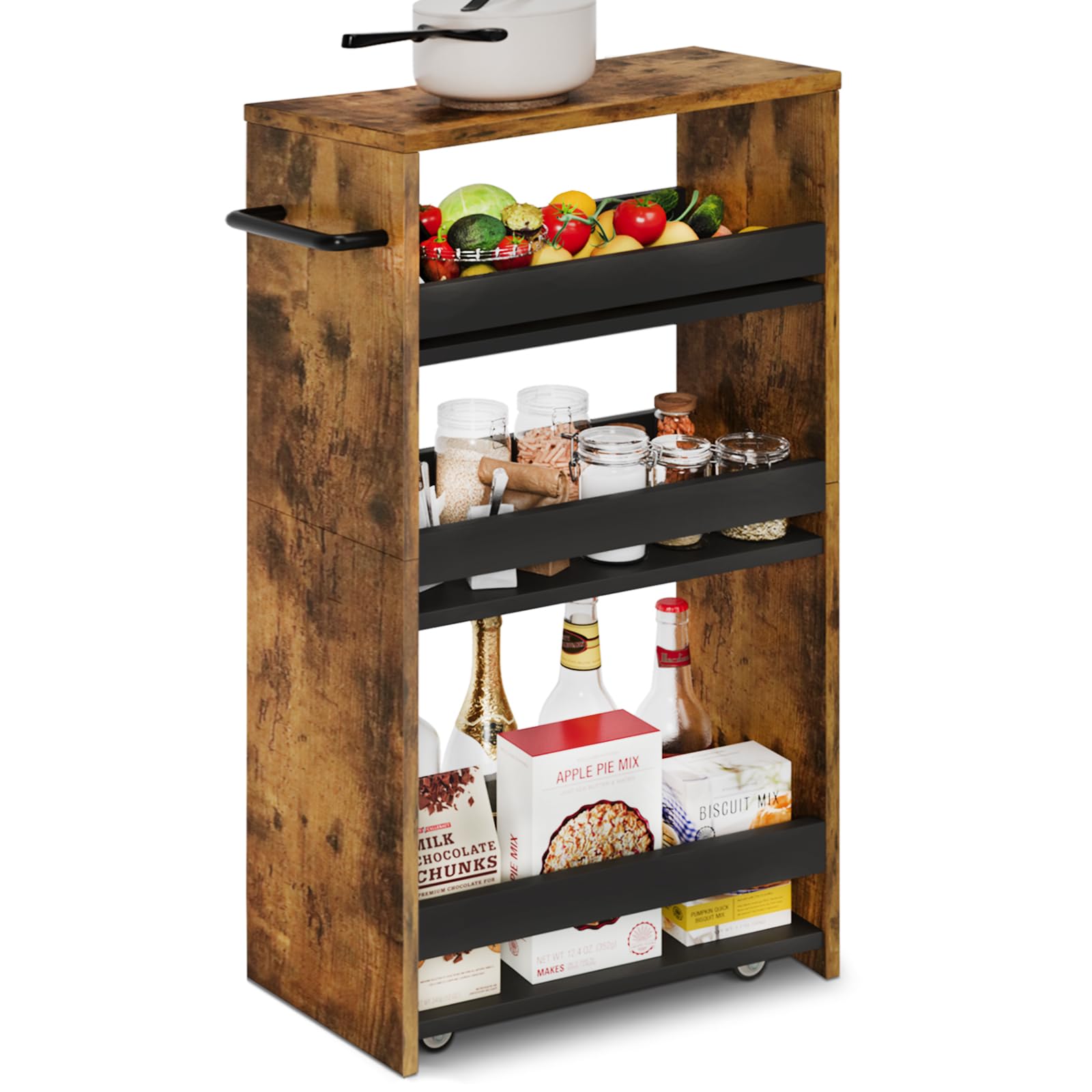 Amazon.com: TEAMIX 4 Tier Slim Storage Cart with Handle, Slide Out ...