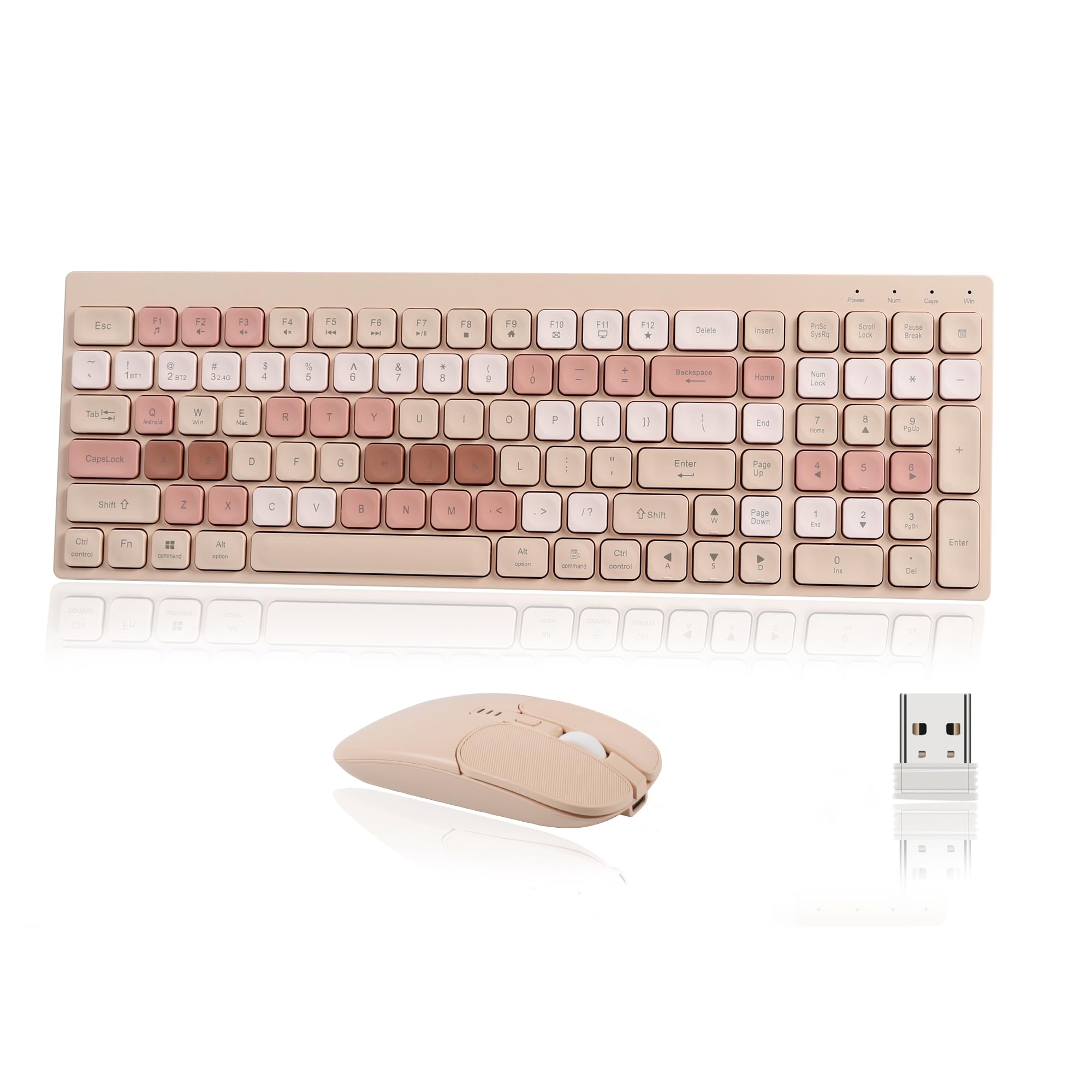 Amazon.com: Wireless Keyboard and Mouse Combo Beige Full Size 2.4GHz ...