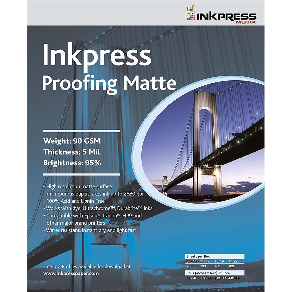 Amazon.com : Inkpress Proofing Matte Single Sided Bright Alpha ...