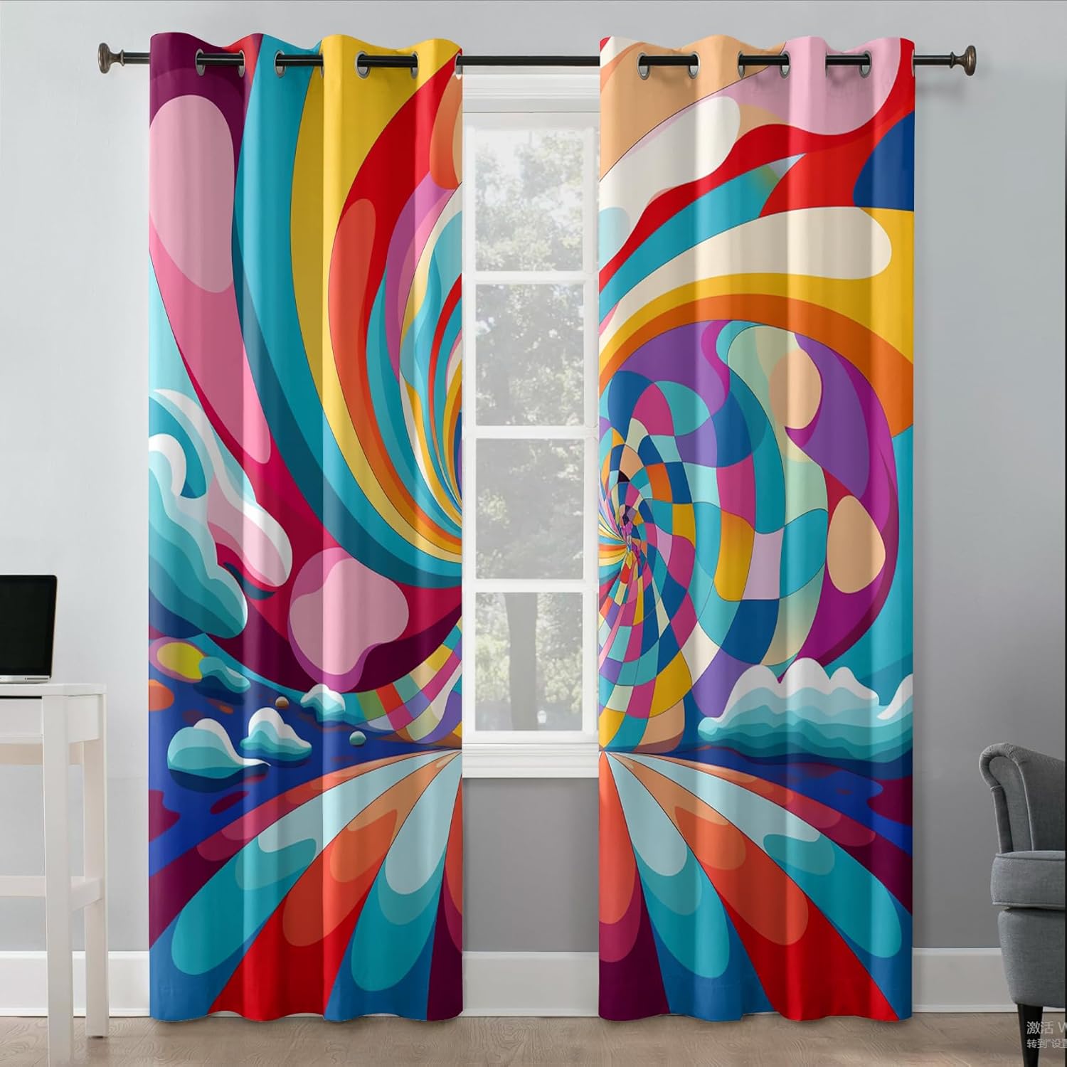Amazon.com: YELDAN Colorful Blackout Curtains, Abstract Curtains for ...