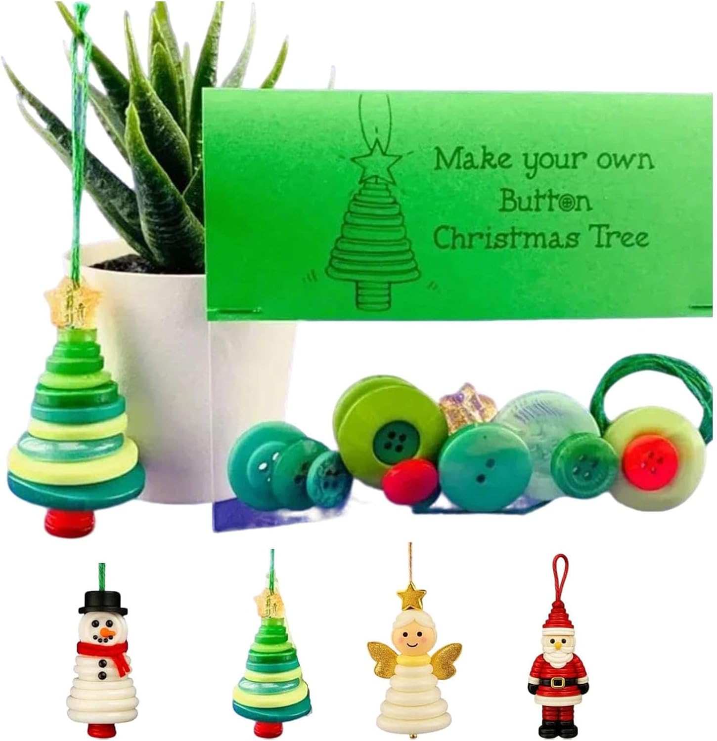 Amazon.com: DIY Button Snowman Ornament Kit, Christmas Button Ornament ...