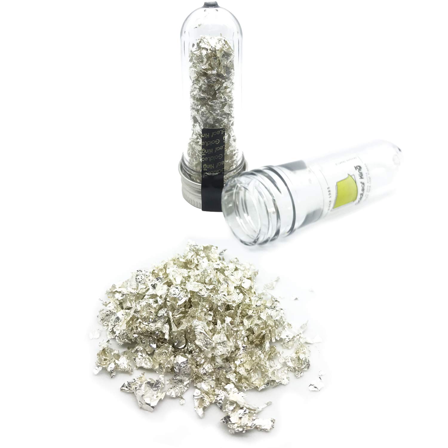 Edible Silver Leaf Flakes Genuine 99.99% Purity - 120mg Bottle ...