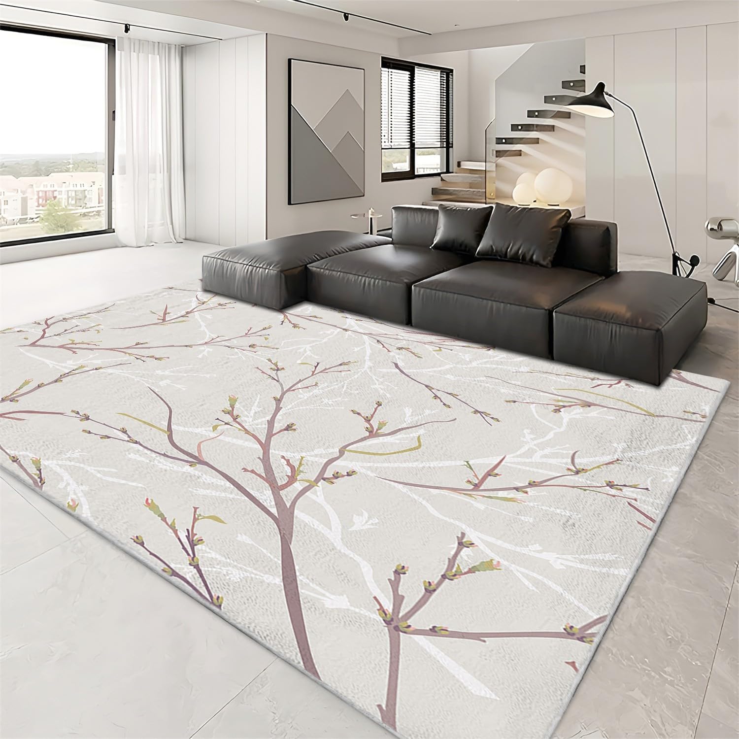 Amazon.com: ZEger Flannel Rug 6x9 Cartoon Branches Simple Gray Print ...