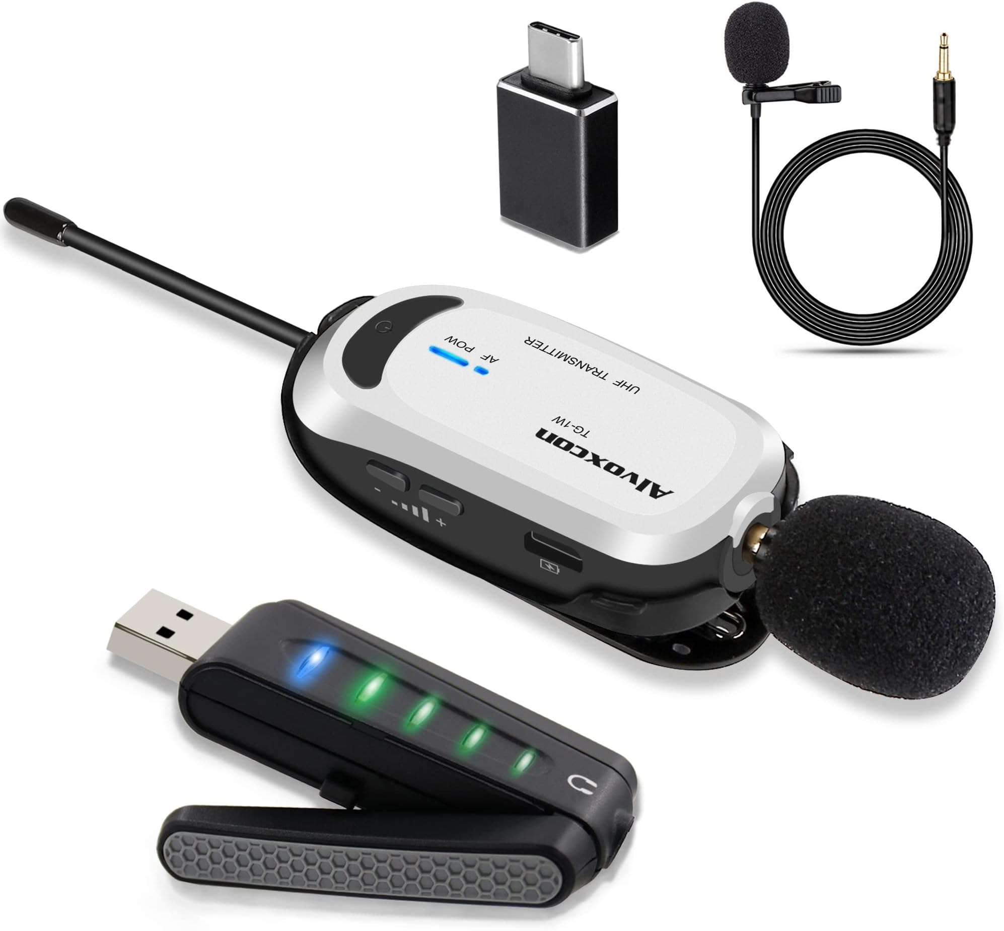 Amazon.com: Alvoxcon Wireless Lapel Microphone for Computer, USB ...