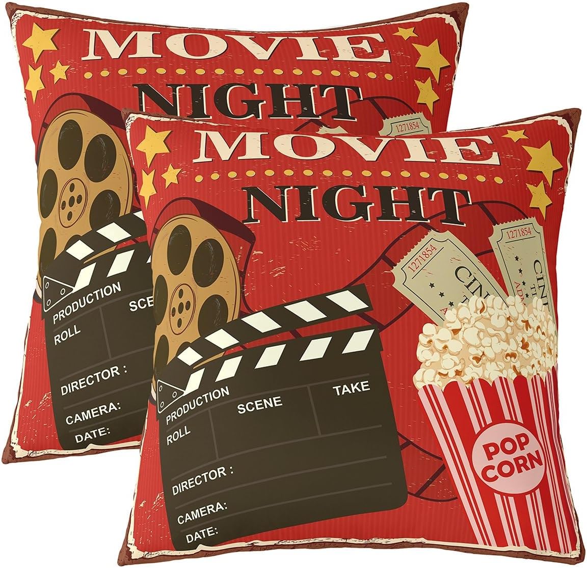 Amazon.com: Vintage Movie Theater Throw Pillow Covers For Sofa Couch ...