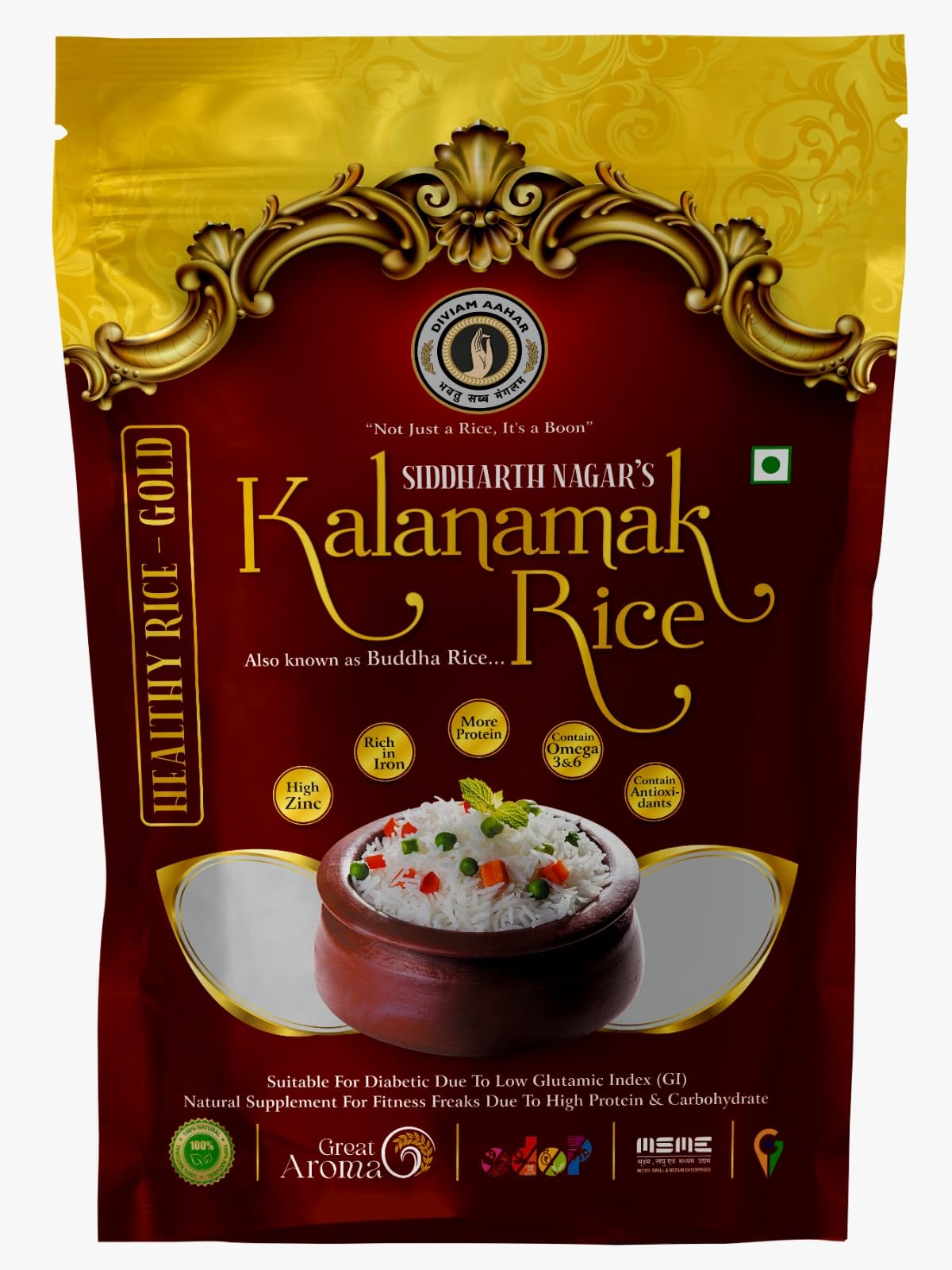DIVIAM AAHAR Kalanamak Rice – High Zinc, Rich in Iron, Protein-Packed ...
