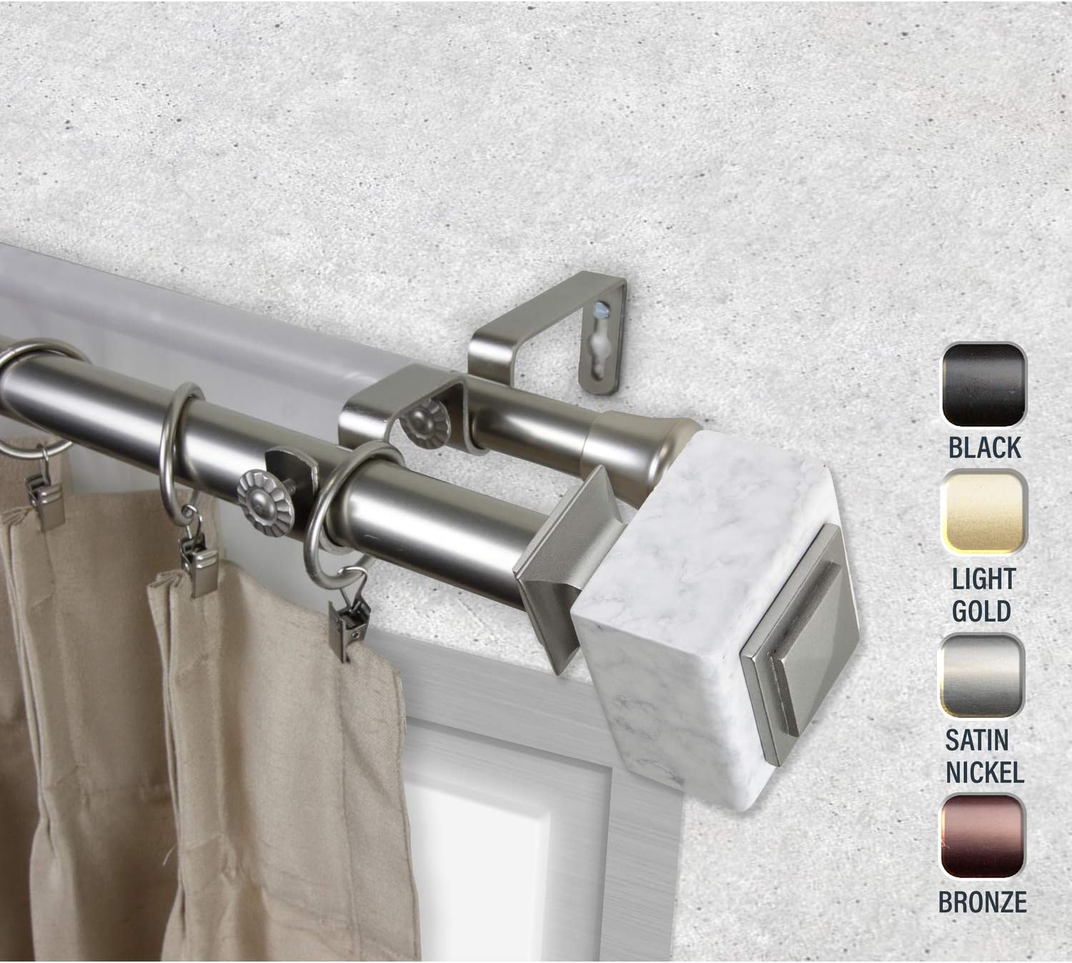 Amazon.com: Domovina Sven 1-inch Double Curtian Rod Satin Nickel/120 ...