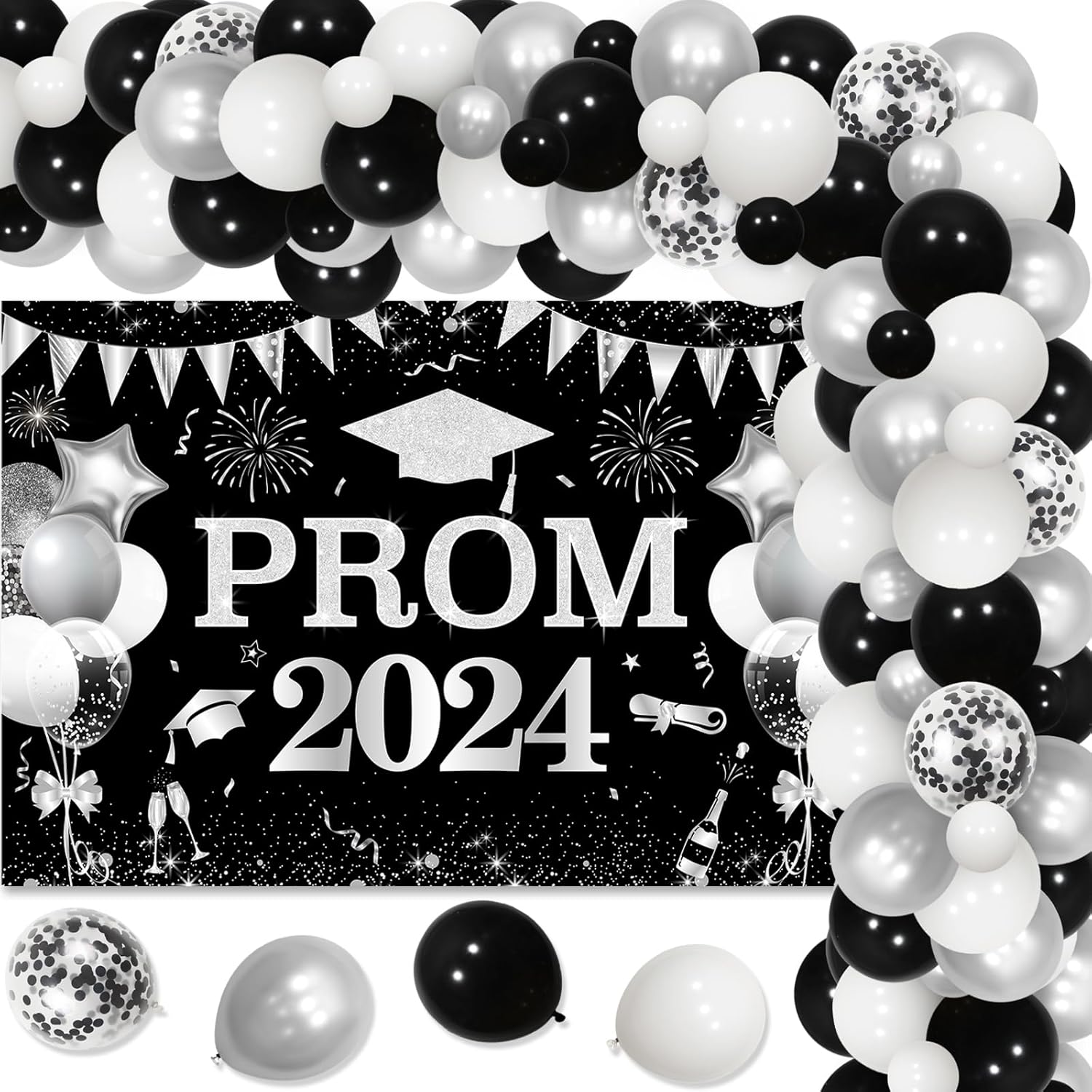 Amazon.com: Prom Decorations for Party 2024 Black and Silver Prom ...