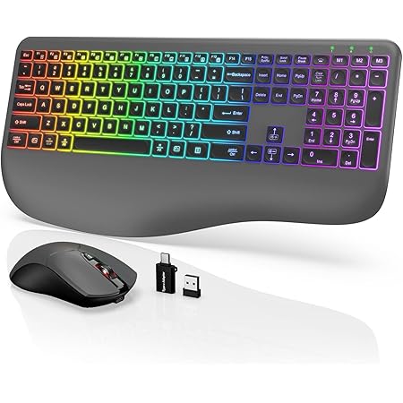 Amazon.com: Wireless Keyboard and Mouse Backlit, Quiet Light Up Keys ...