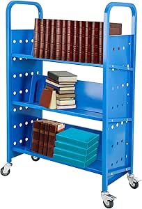 Amazon.com: OUKIDR Book Cart, 200LBS Library Cart 3-Shelf, Single Sided ...