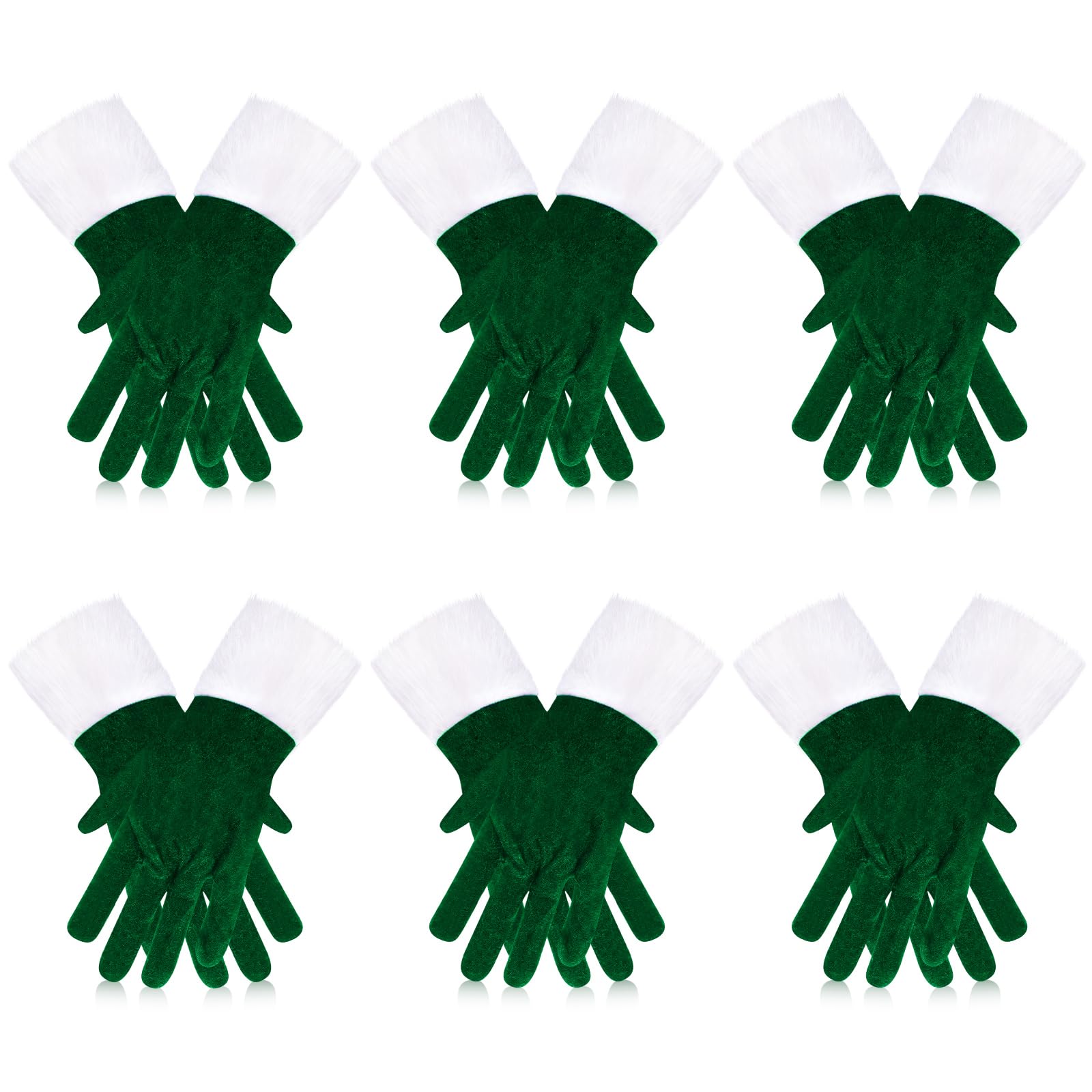 Suhine 6 Pairs Christmas Gloves Velvet Santa Claus Gloves Christmas ...