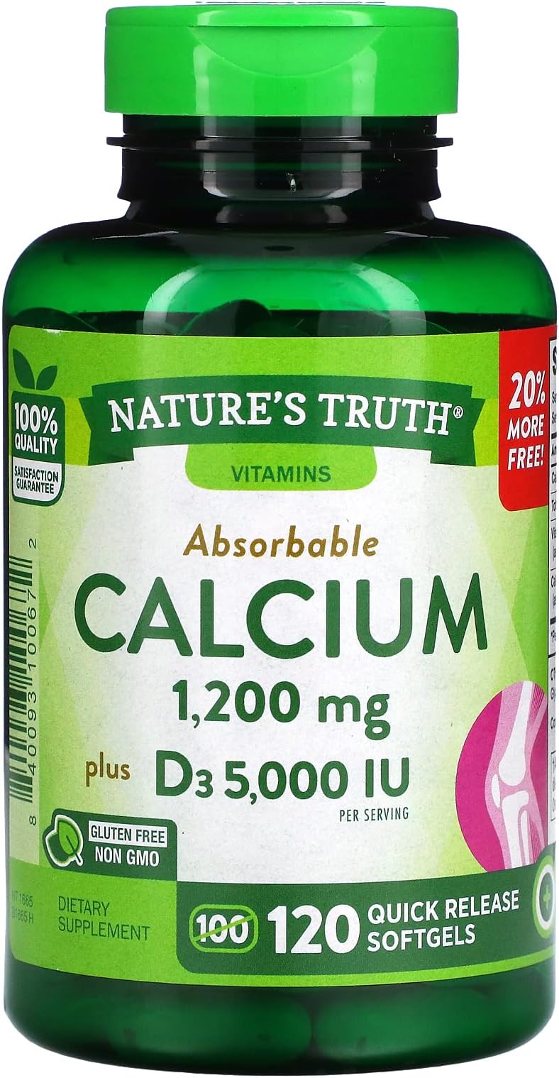 Amazon.com: Nature's Truth Absorbable Calcium 1200 mg with Vitamin D3 ...