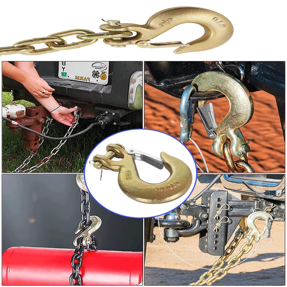 Eye Hooks 4-Pack Heavy Duty 3/8" Clevis Slip Hooks - 18,000LB Capacity ...