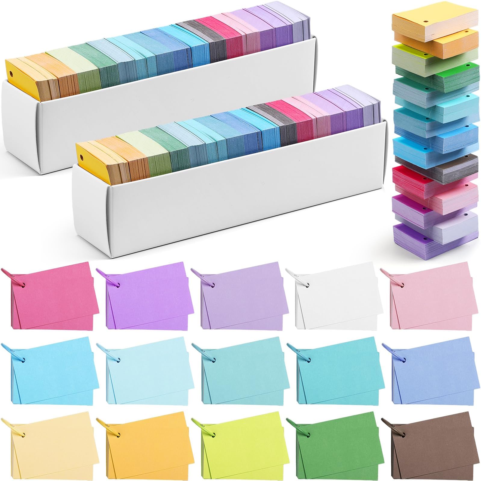 Amazon.com : Ctosree 3000 Pcs Colorful Index Cards 2" x 3" Flash Cards ...