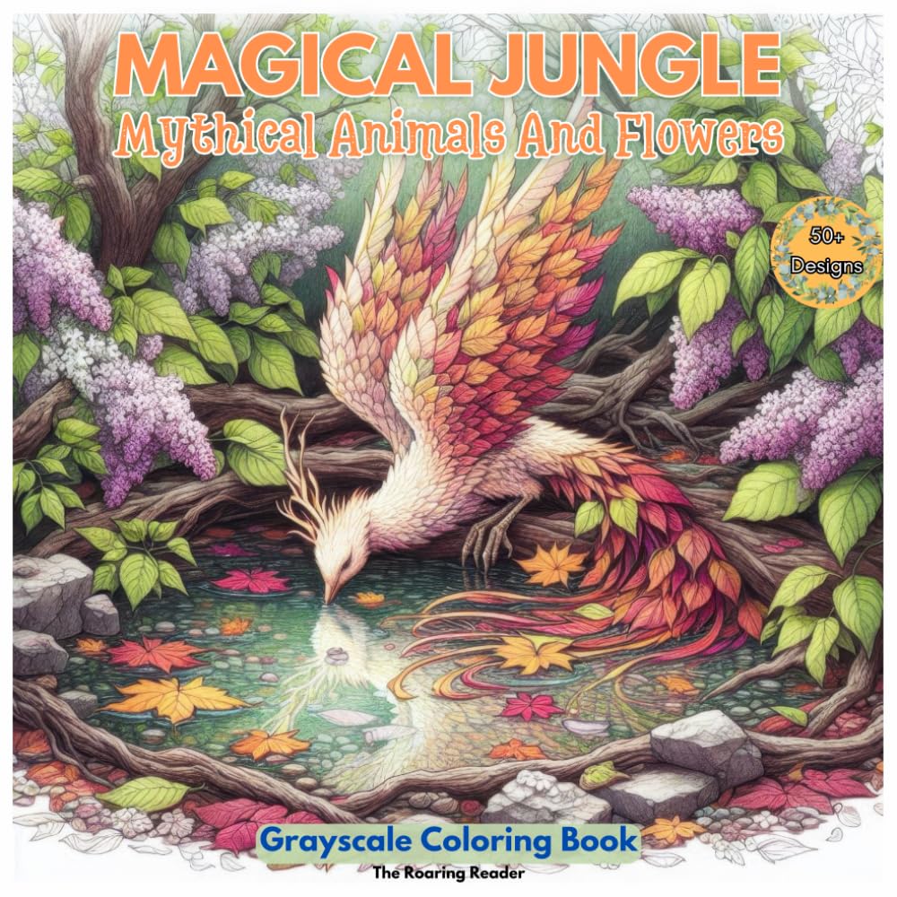 Amazon.com: Magical Jungle - Mythical Animals And Flowers Grayscale ...