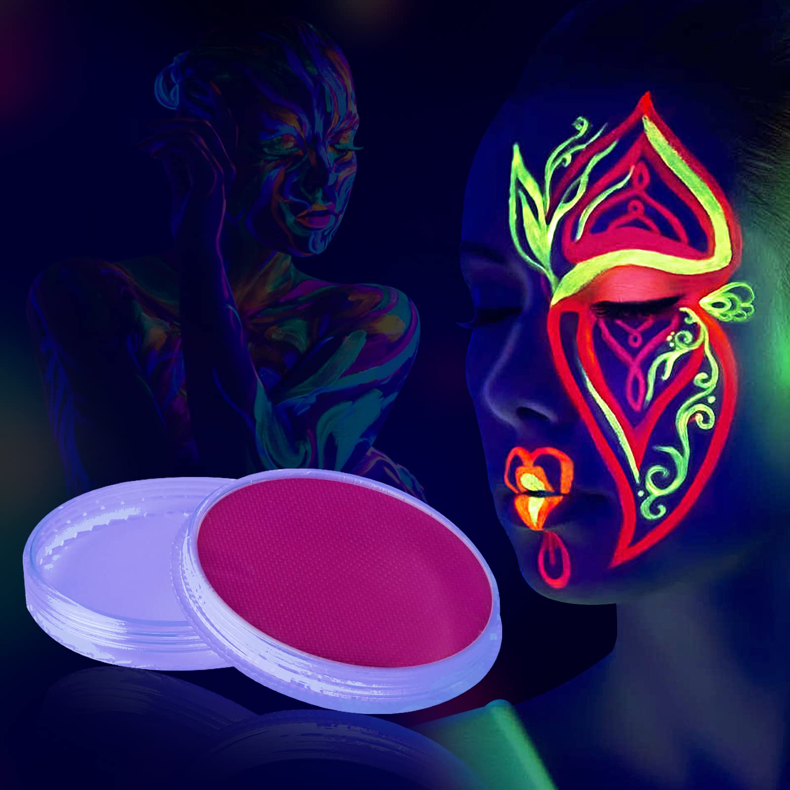 Meicoly Neon Purple Face Paint Glow In The Dark Full | Desertcart INDIA