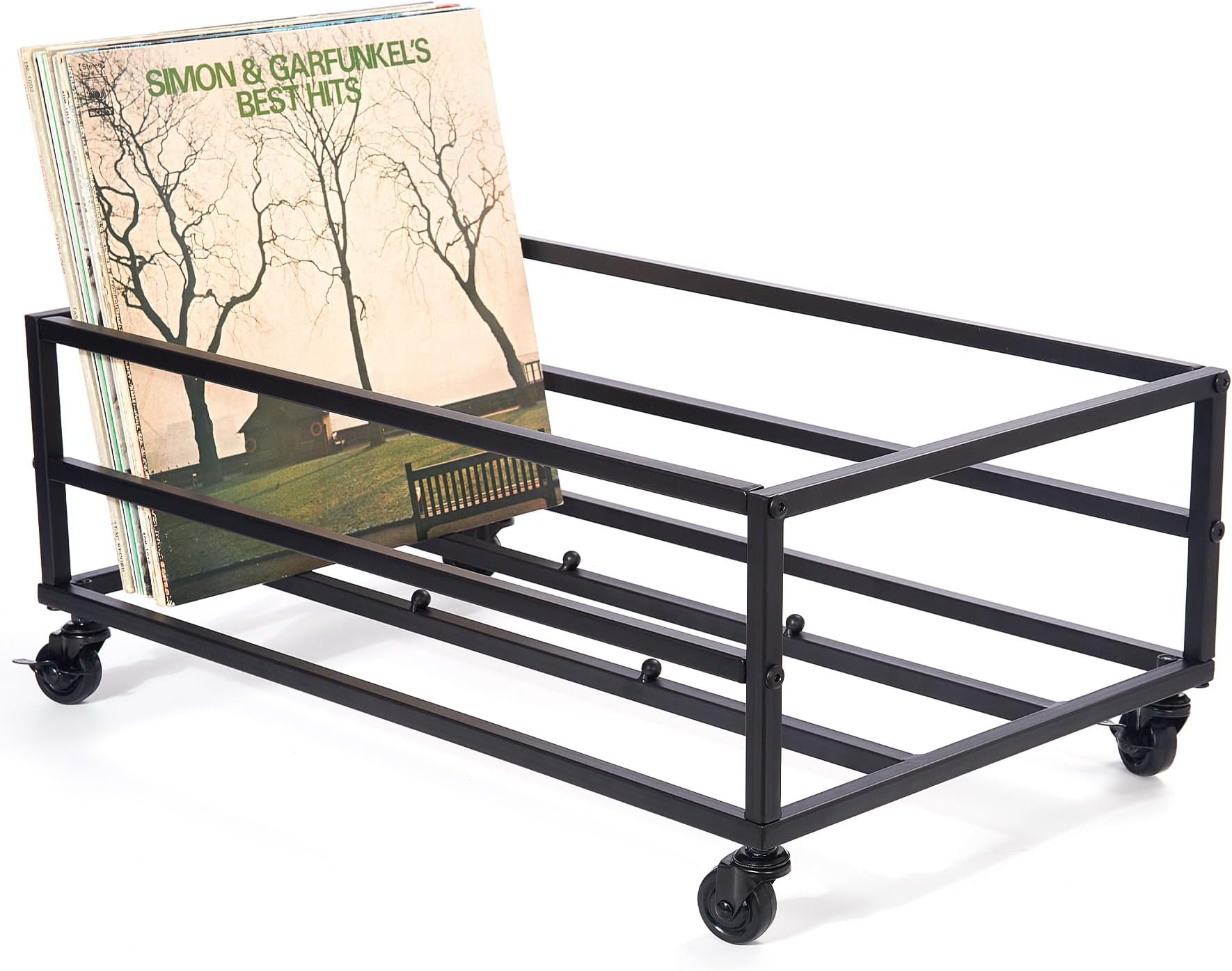 Amazon.com: Playboda Metal Vinyl Record Storage Crate with Wheels ...