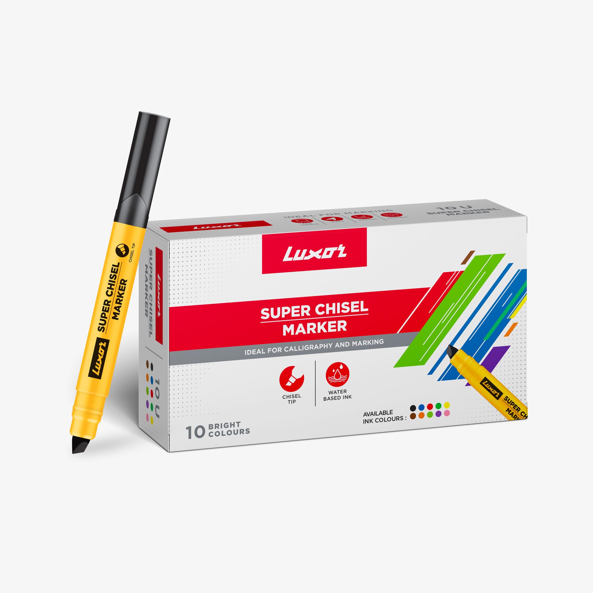 Luxor 999 N Super Chisel Marker - Box of 10, Broad & Precise Marking ...