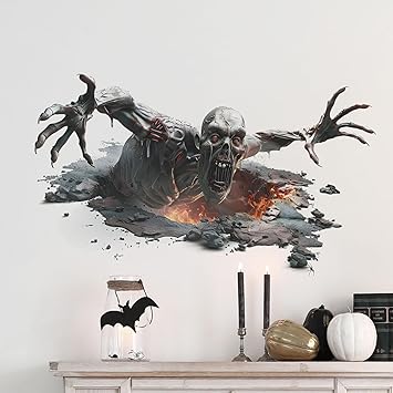 Amazon.com: 3D Halloween Floor Wall Decals Horror Skeleton Zombie ...