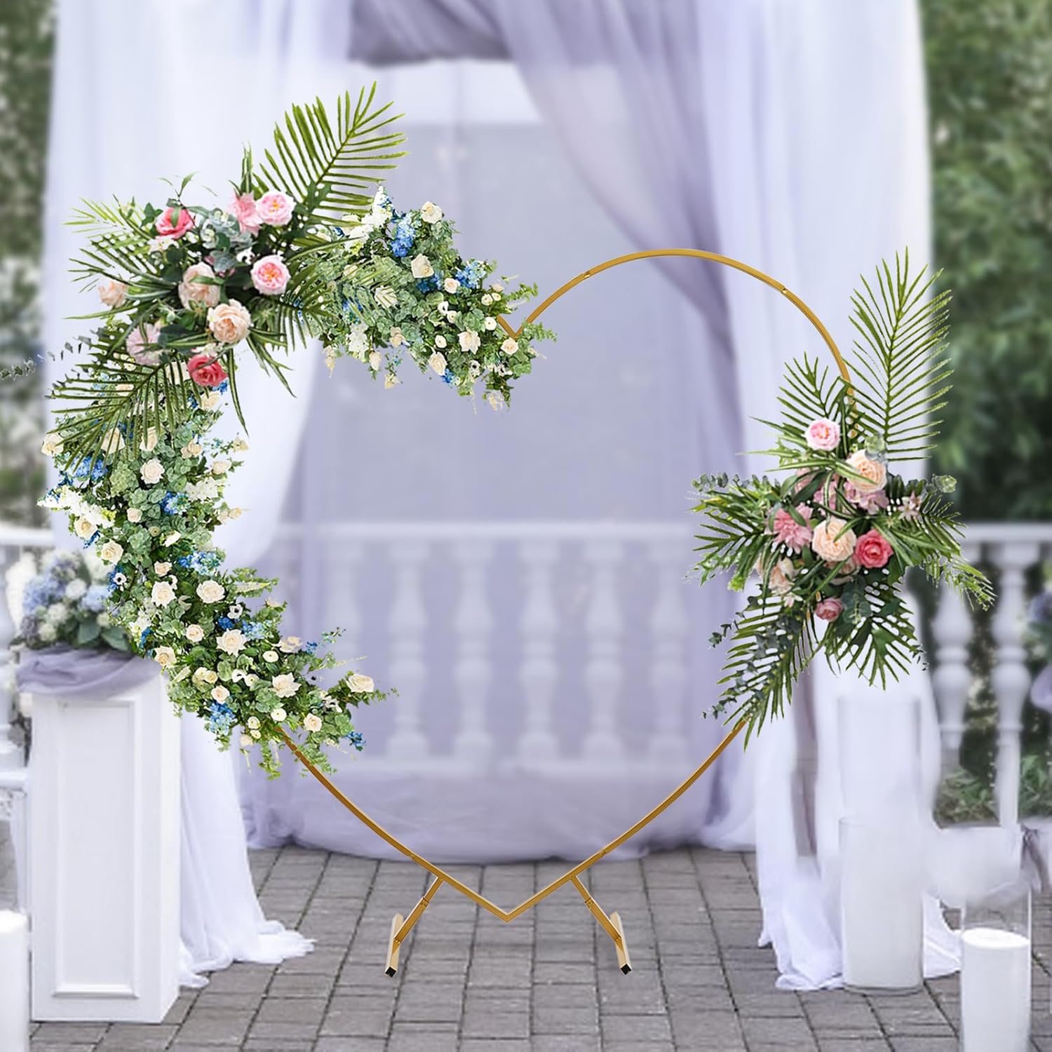 Amazon.com : 6.9 Ft Heart Proposal Arch, Wedding Heart Arch Stand, Gold ...