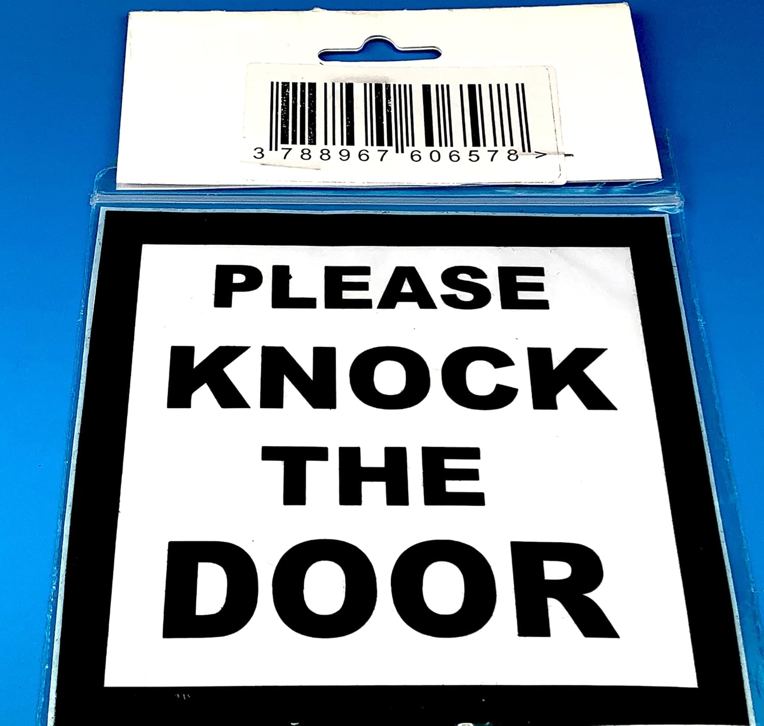 Please knock door sign - Self adhesive sticker (150mm x 100mm) : Amazon ...