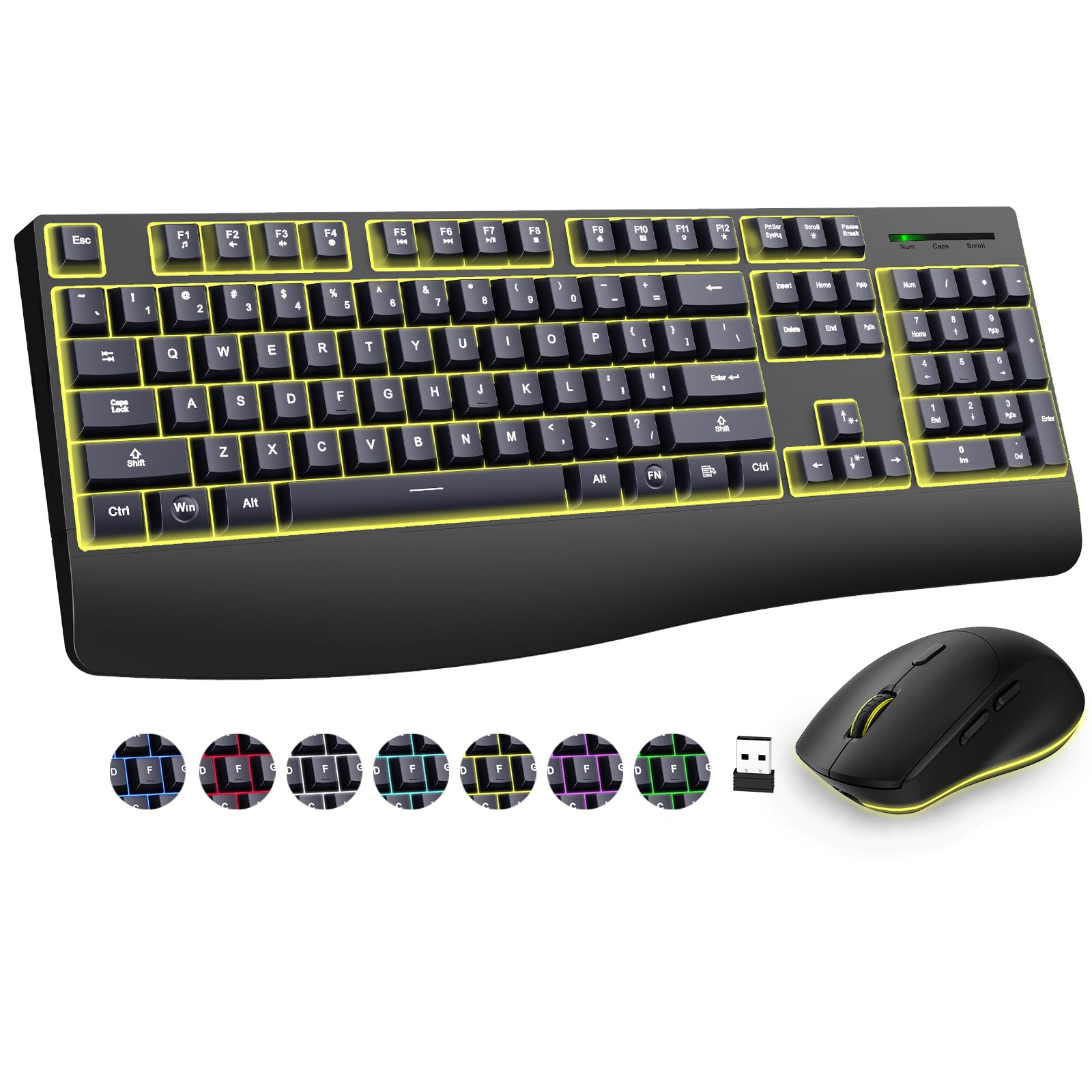 Amazon.com: EDJO Wireless Keyboard and Mouse Combo, 7 Backlit Effects ...