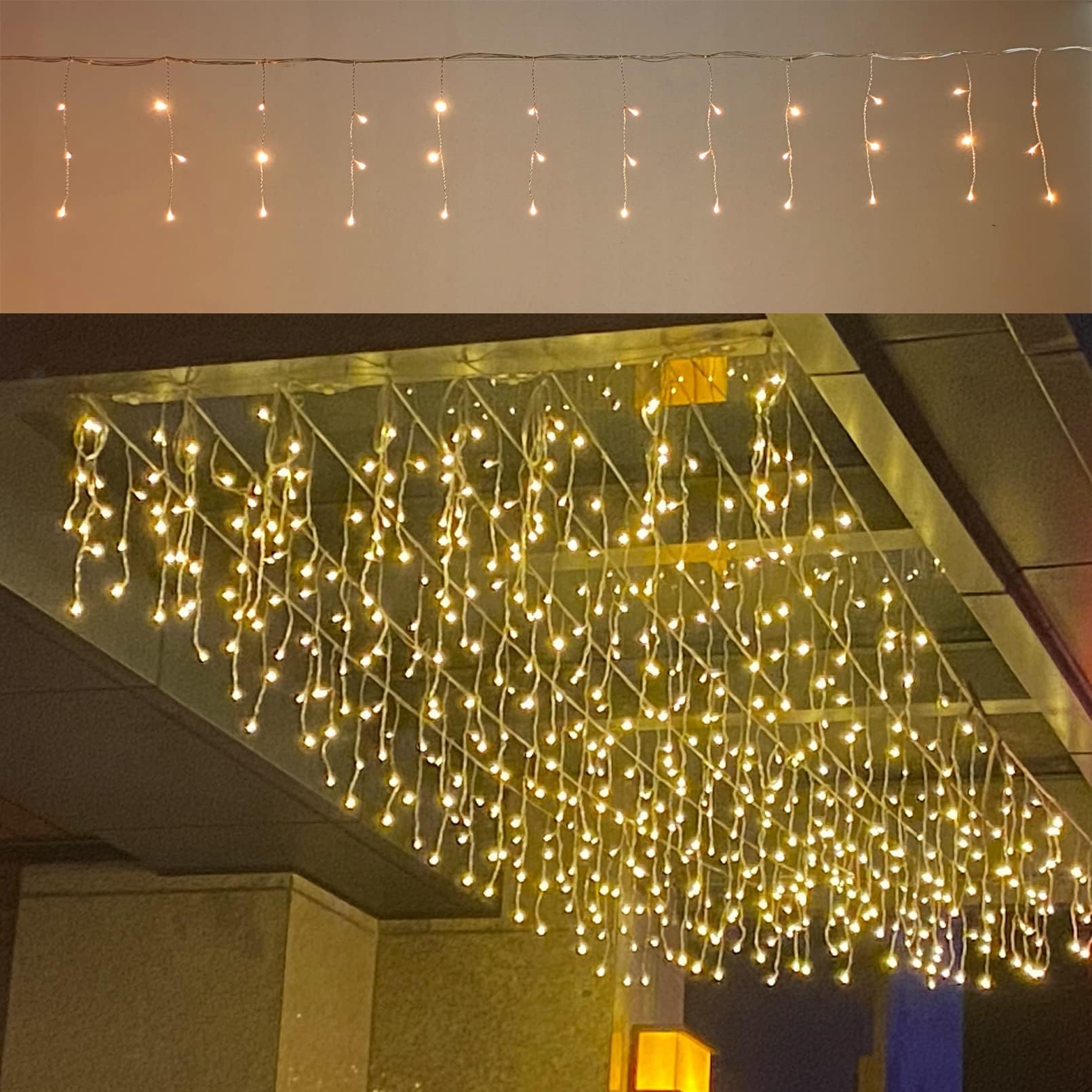 Amazon.com: Icicle Lights 90 LED 10 ft Short Curtain Lights with 8 ...