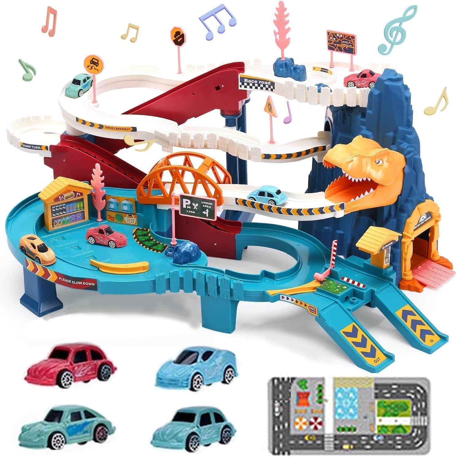 Masroo Electric High-Speed Slot Car Race Car Track Sets with 2 1:43 ...