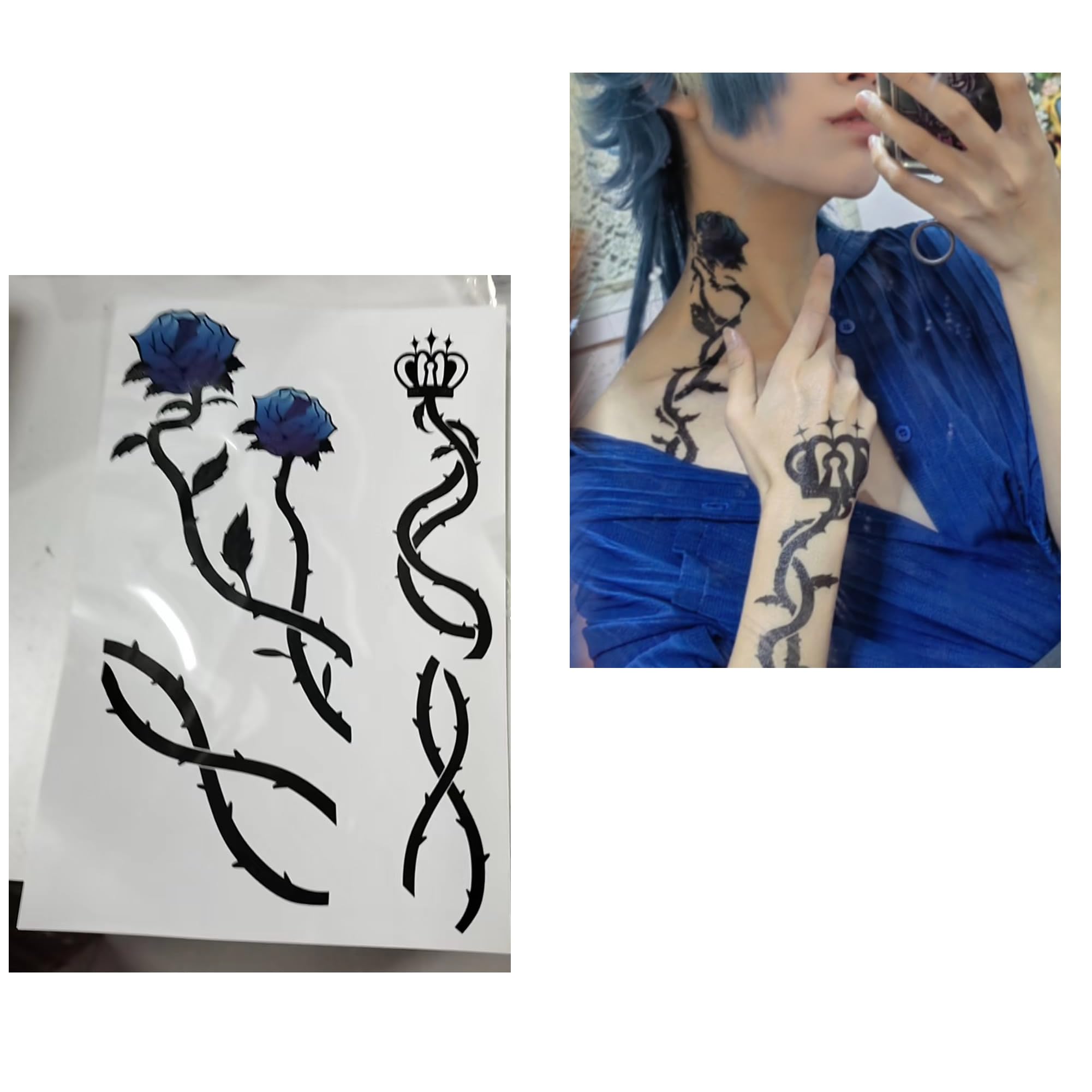 Tribal Blue Rose Tattoos