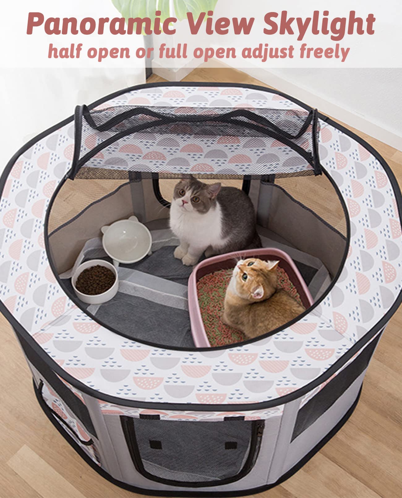 BNOSDM Rabbit Playpen with Zippered Top Portable Cat Play pens Cage ...