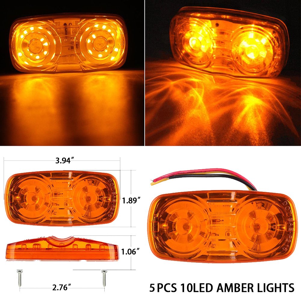 Led Side Marker Lights 10X Amber LED Marker Lights - Double Bullseye ...