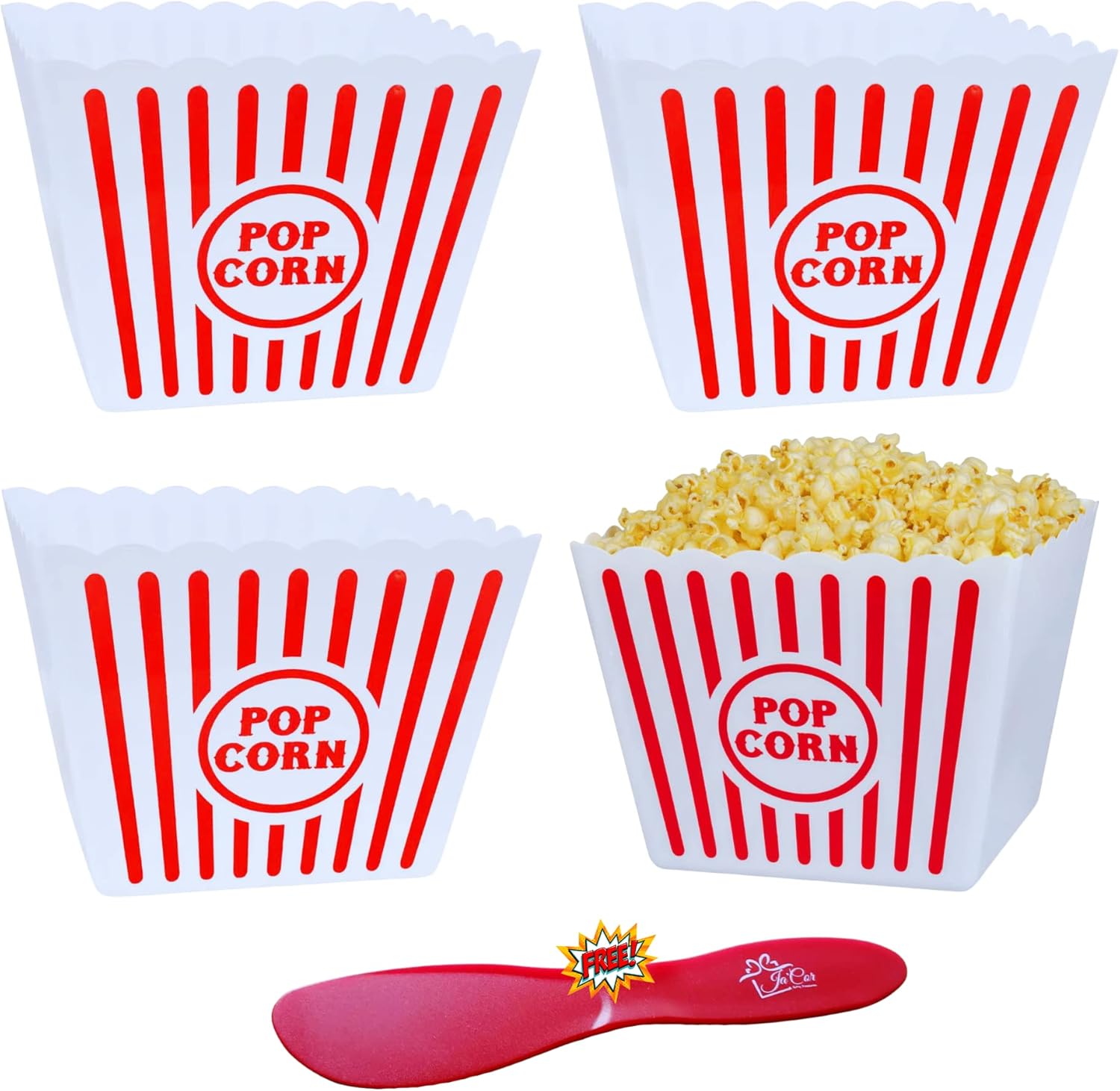 Amazon.com: Ja'cor Plastic Open Top Large Square Popcorn Tubs Container ...