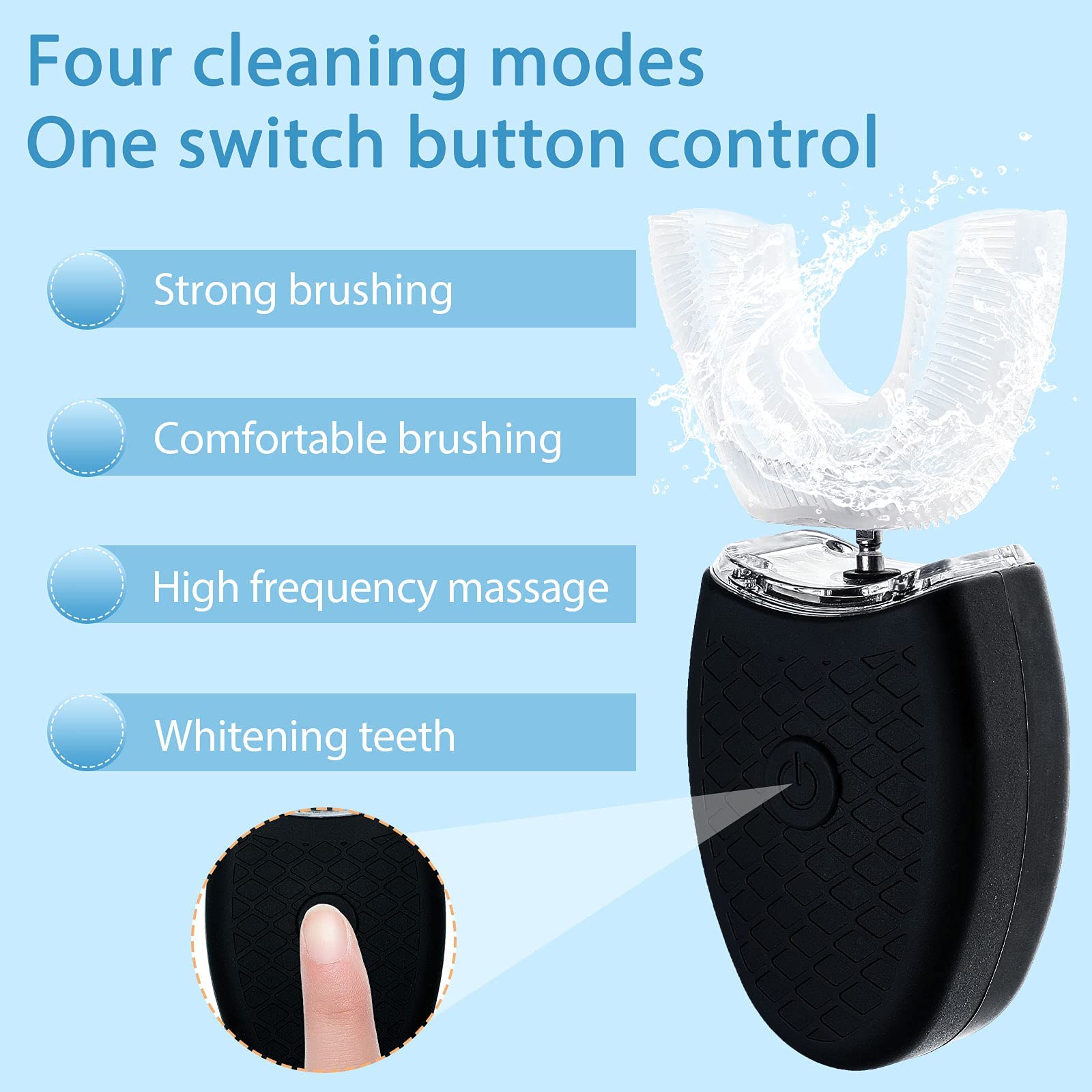 Cunhill 2 Pieces Ultrasonic Electric Toothbrush for Adults, U Shaped ...