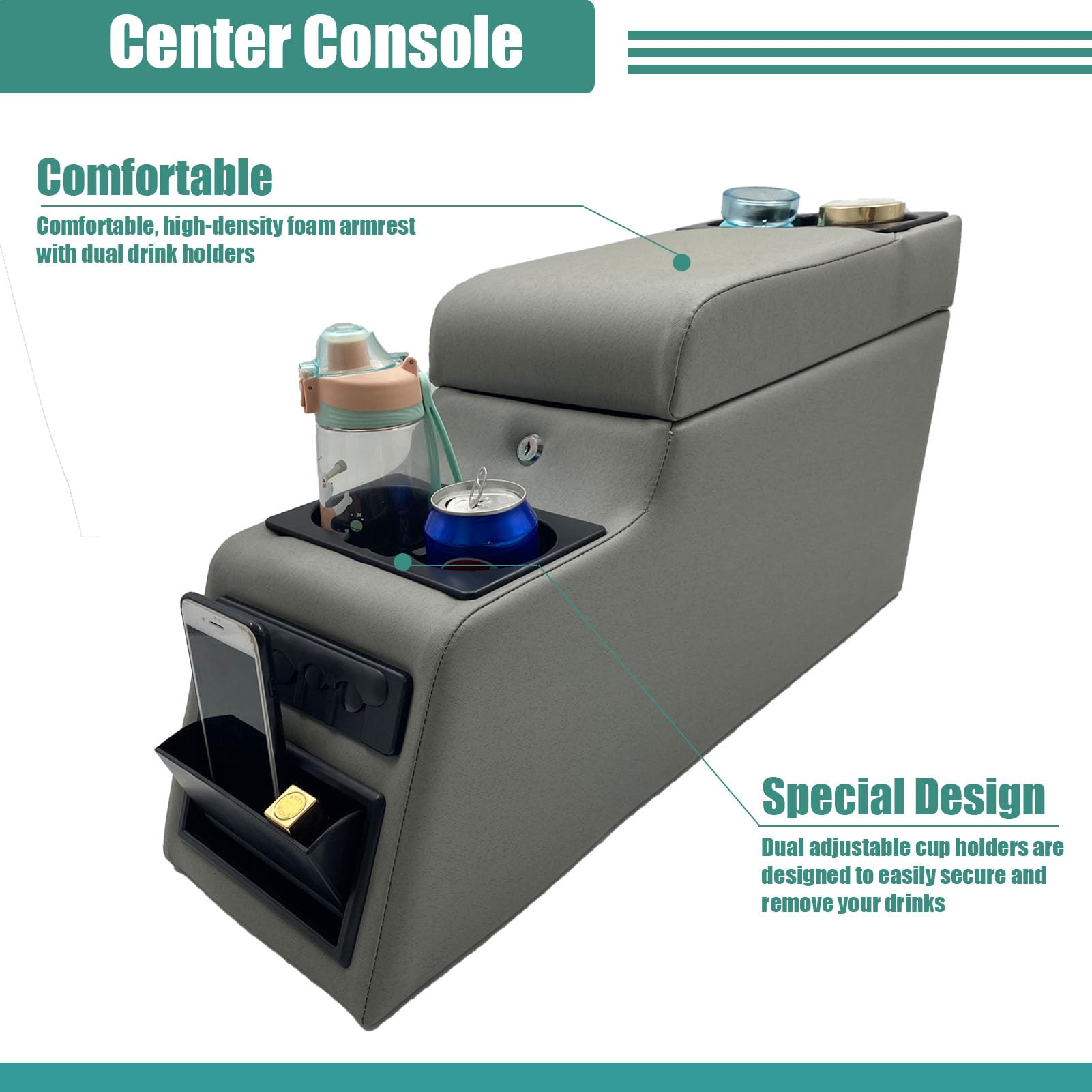 Snapklik.com : MOOSUN 31515 Deluxe Locking Center Console For Jeep CJ-5 ...