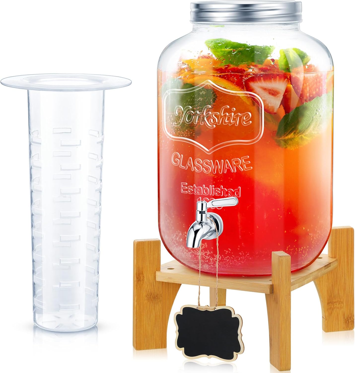 Amazon.com | FoldTier 2.64 Gallon Glass Beverage Dispenser with Stand ...