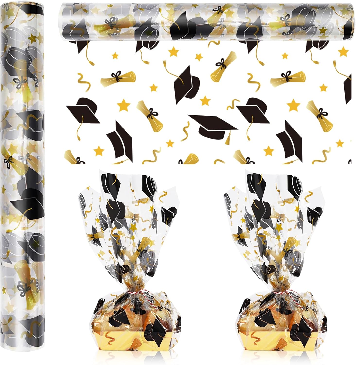 Amazon.com: Whaline Graduation Cellophane Wrap Roll 100ft x 16 In 2 ...