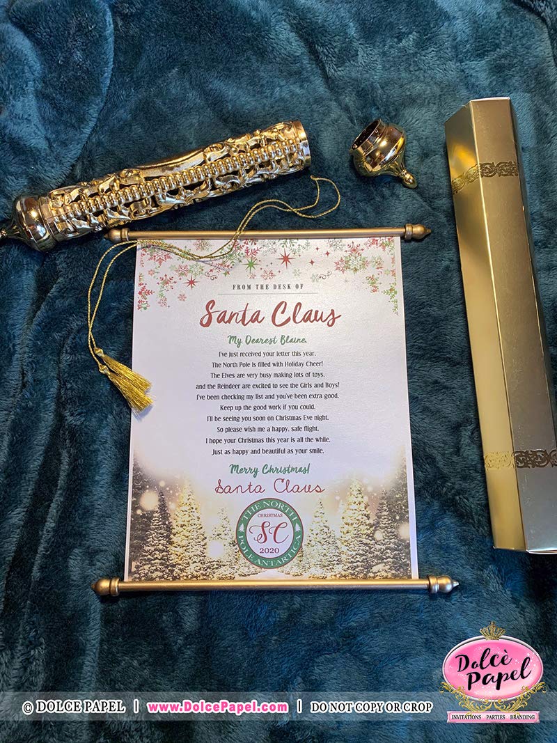 Amazon.com: Real Golden Scroll Custom LETTERS FROM SANTA Large Scrolls ...