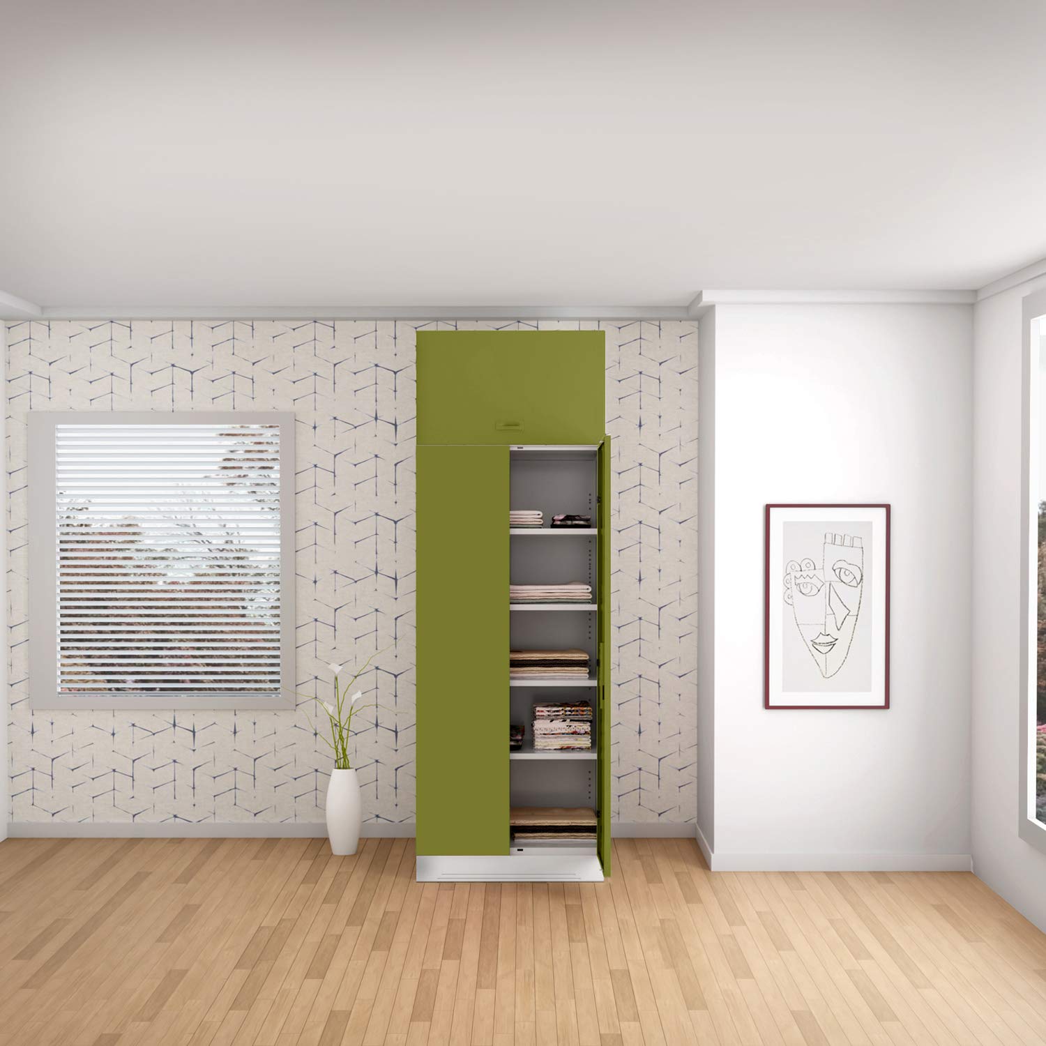 Buy GODREJ INTERIO Slimline 2 Door Steel Almirah 4 Shelves, OHU, Green ...