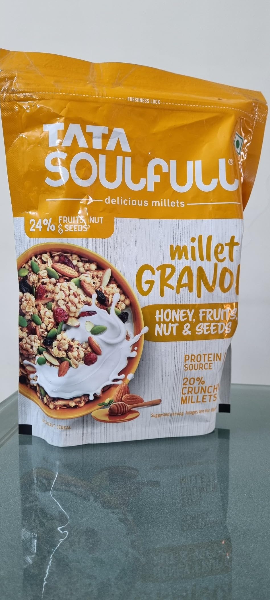Tata Soulfull Millet Granola, Honey, Fruits, Nuts & Seeds, 400g, 20% ...