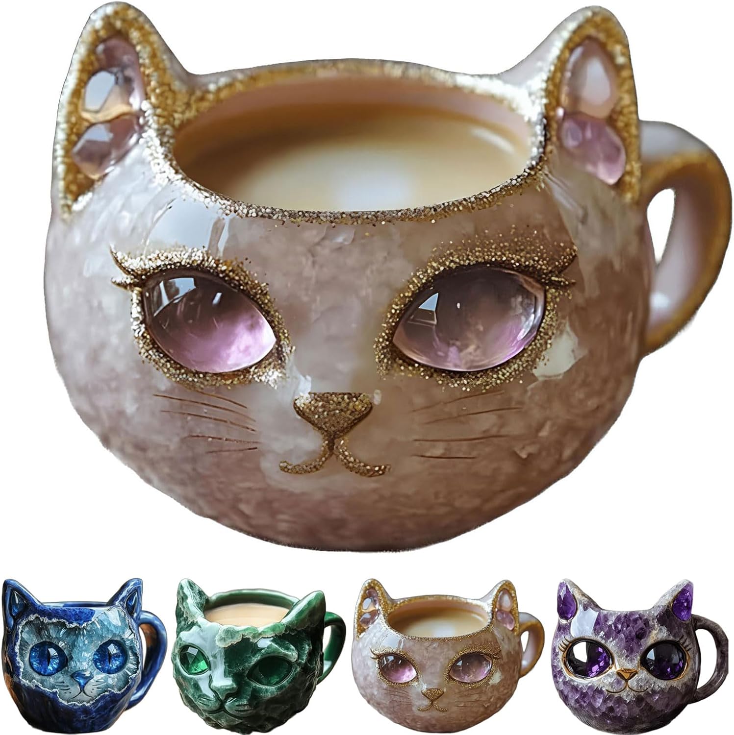 Amazon.com | Geode Cat Mug, Mineral Crystal Coffee Mugs, Cute Mineral ...