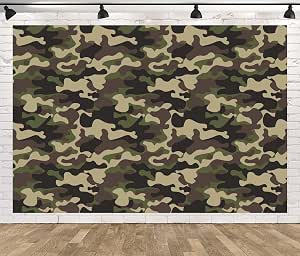 Amazon.com : CORFOTO 5x3ft Green Camouflage Backdrop Soldier Army ...