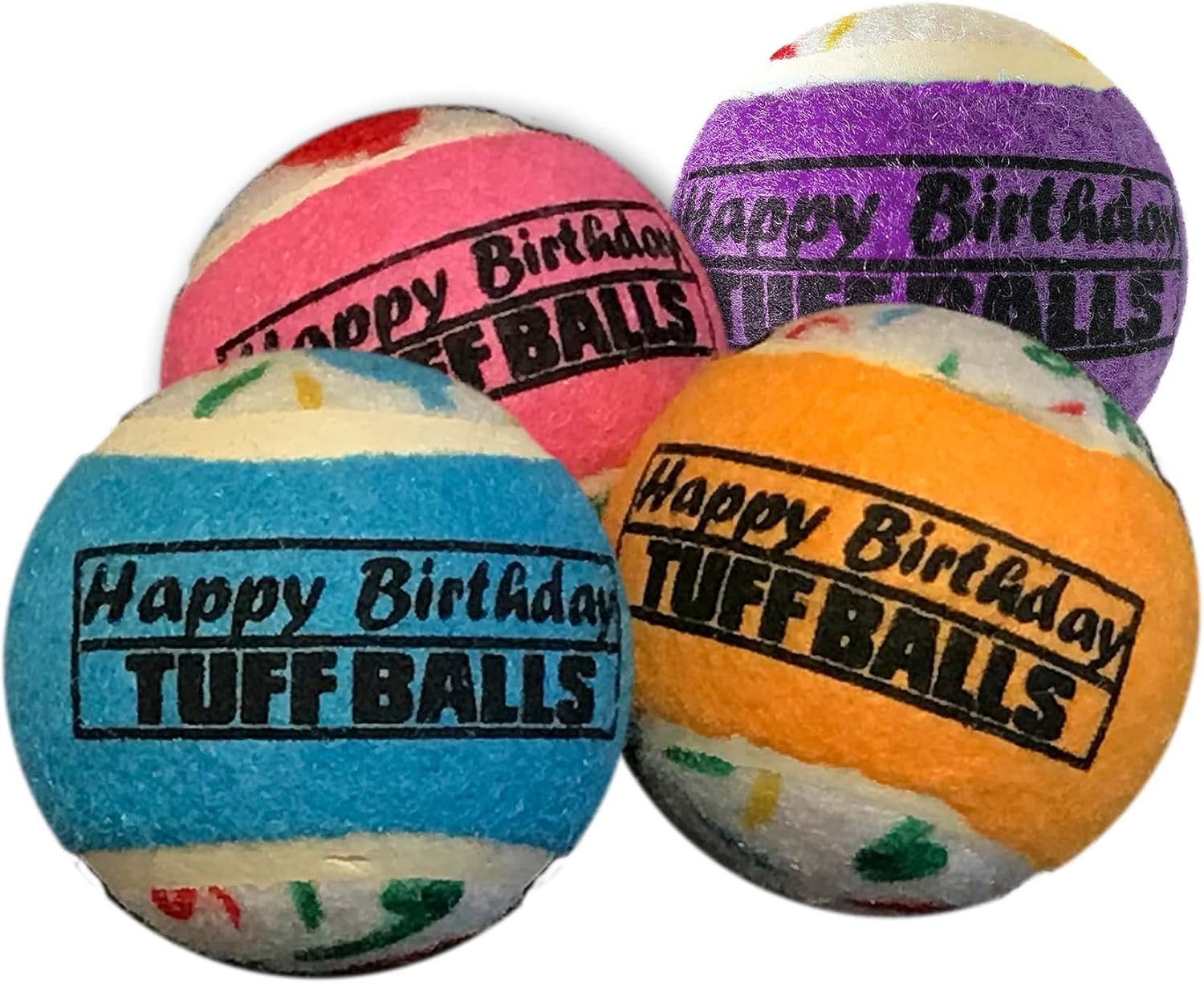 Pet Supplies : PetSport Jr. Happy Birthday Tuff Ball Dog Toys | 4 Pack ...